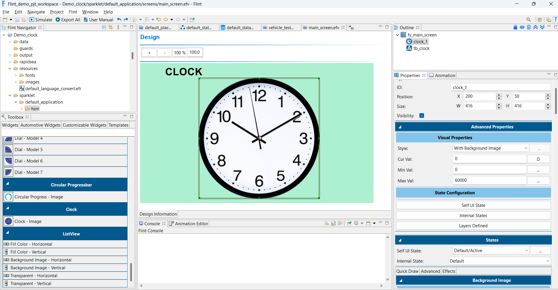Clock widget — Flint documentation