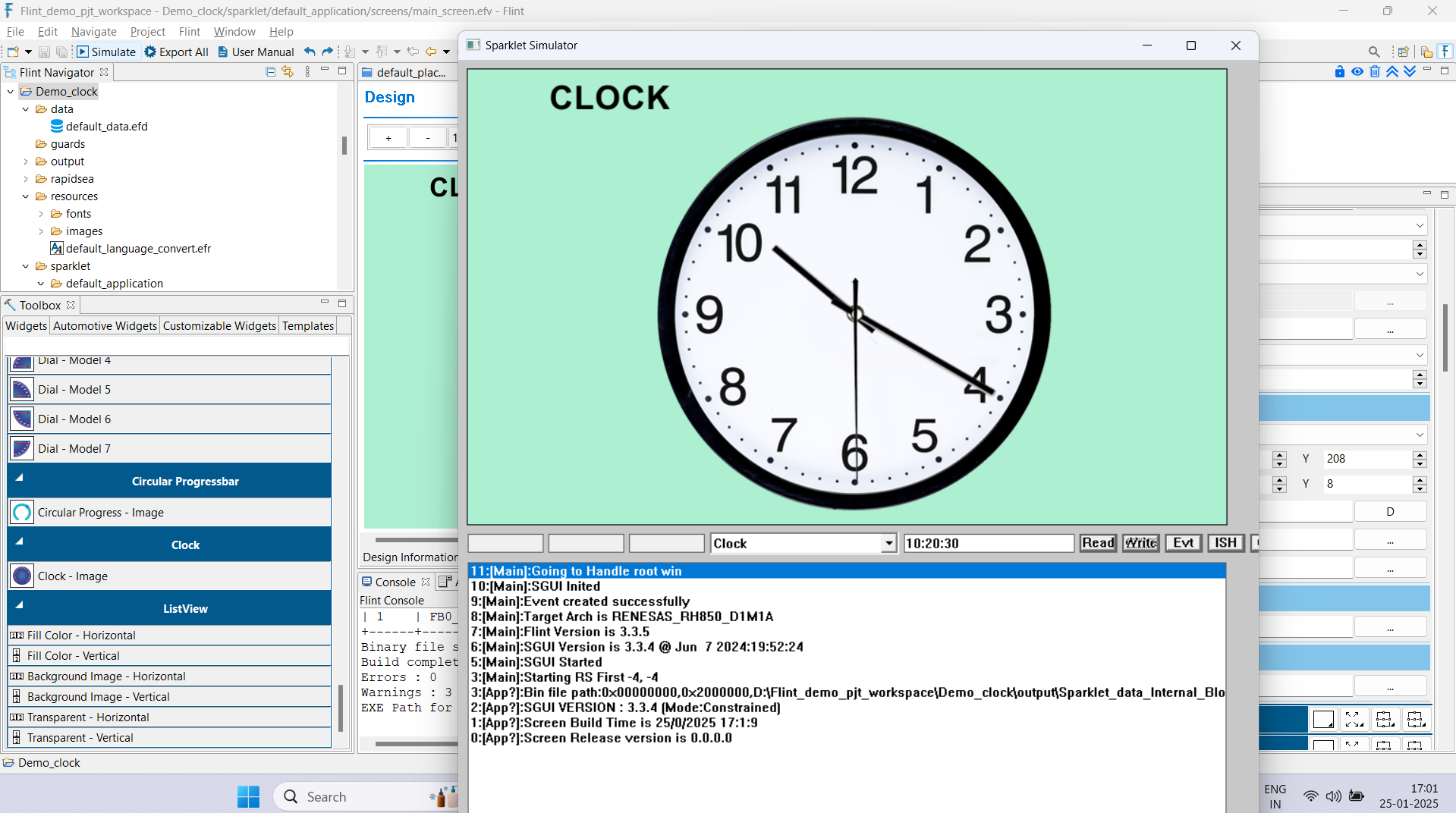 Clock widget — Flint documentation