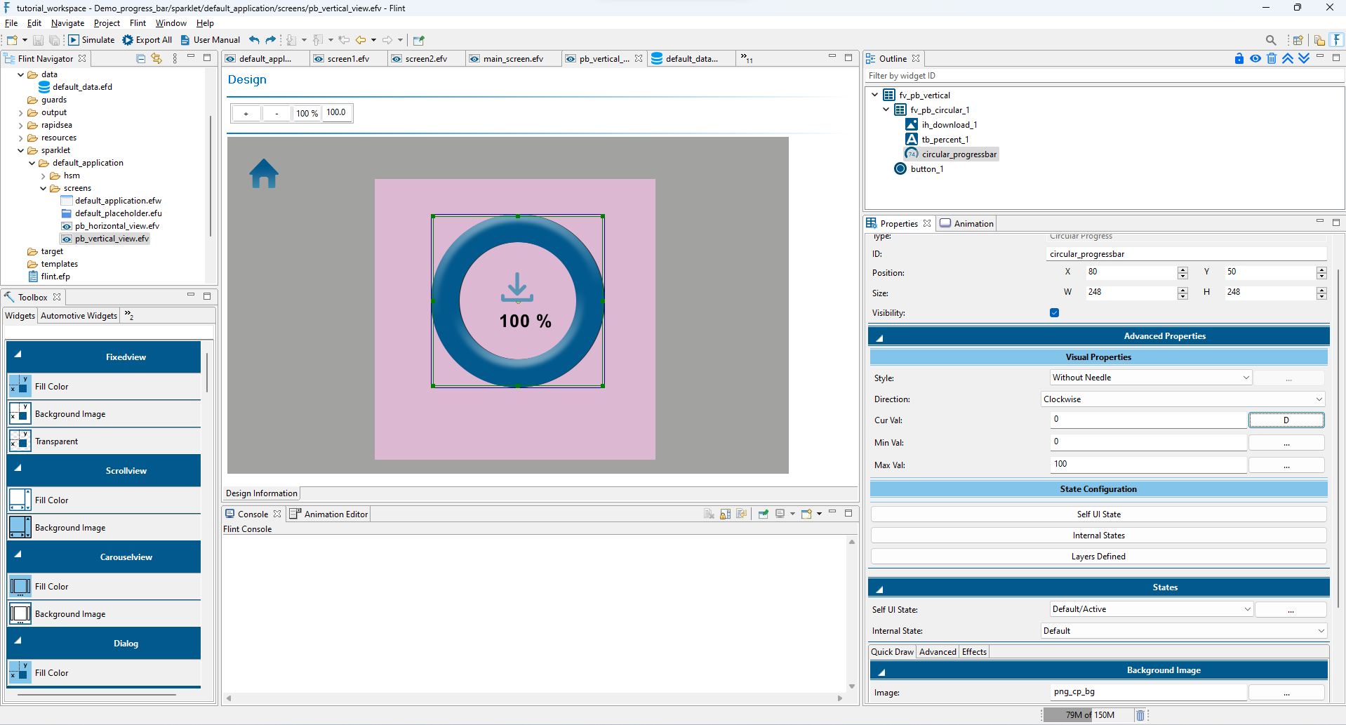 Circular ProgressBar widget — Flint documentation
