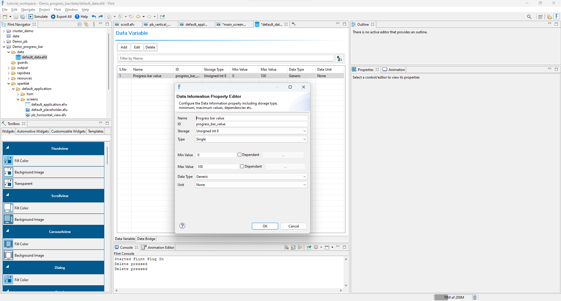 ProgressBar widget — Flint documentation