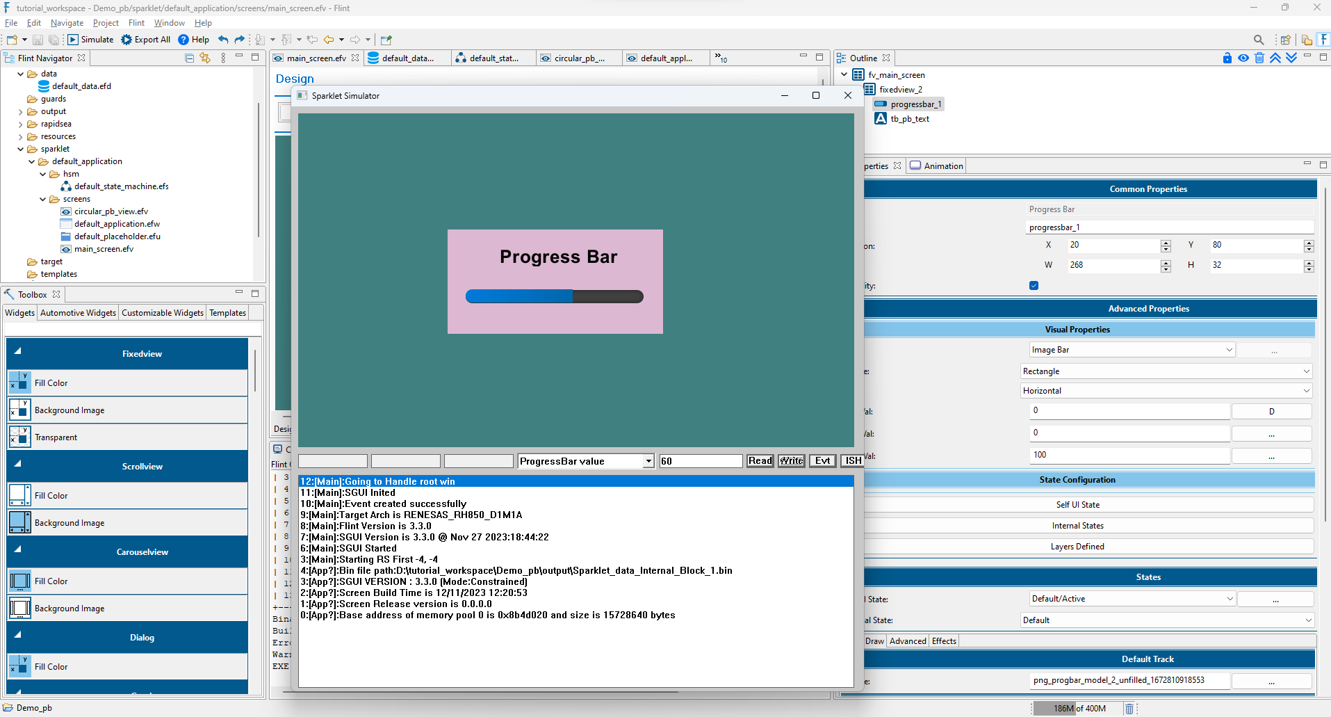 ProgressBar widget — Flint documentation